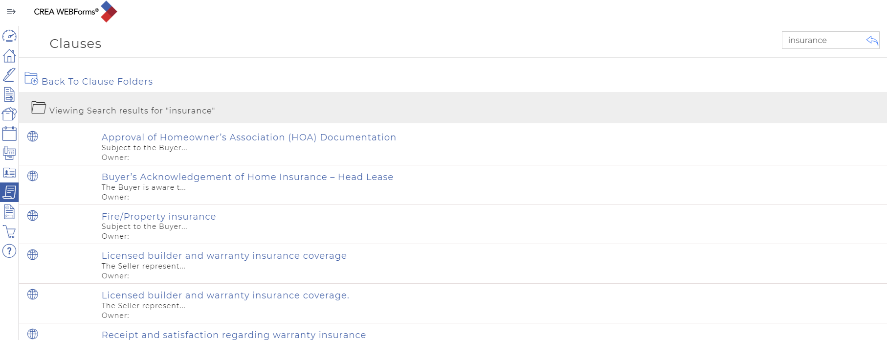 (WEBForms) How to find clauses – Welcome to the GVR Help Center